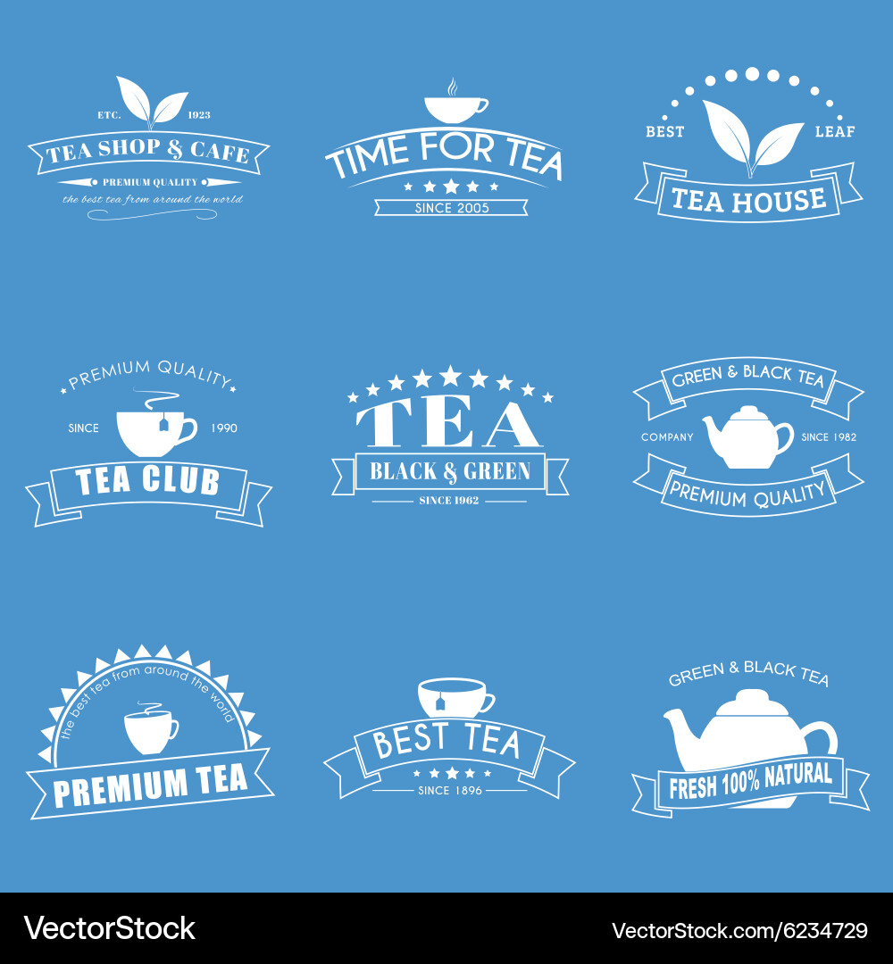 Set von Tee-Logos mit Bändern Lizenzfreies Vektorbild