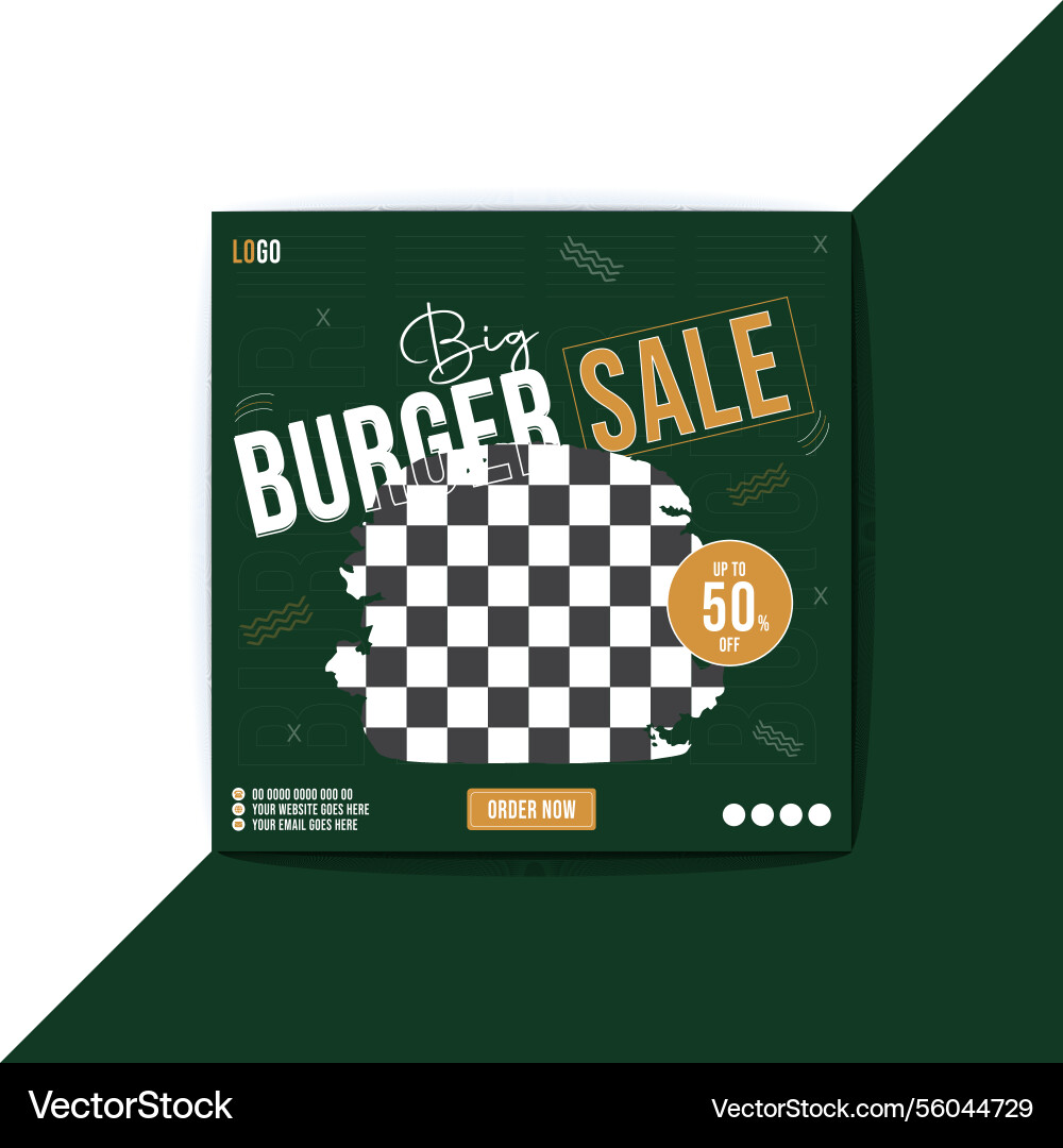 Social media food post design template Royalty Free Vector