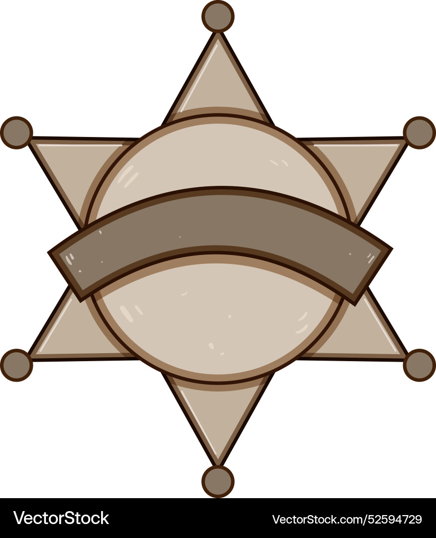 Symbol sheriff badge cartoon Royalty Free Vector Image