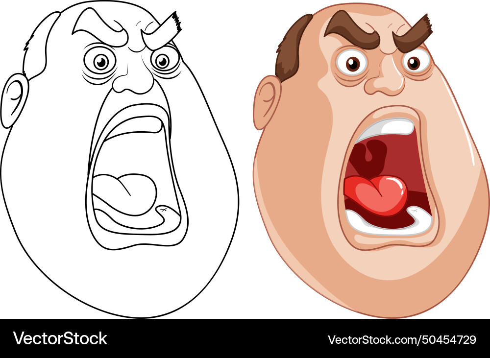 Two cartoon faces showing intense emotions Vector Image