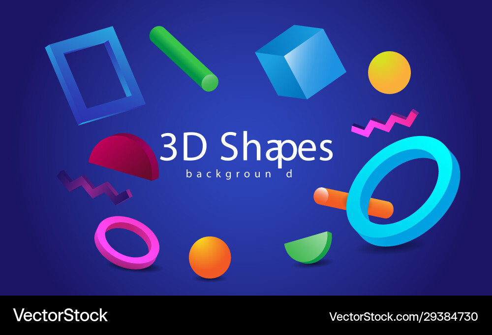 3d effect shapes background design Royalty Free Vector Image