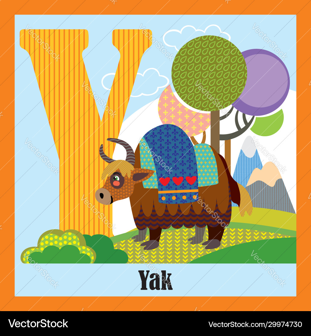Animal alphabet y Royalty Free Vector Image - VectorStock