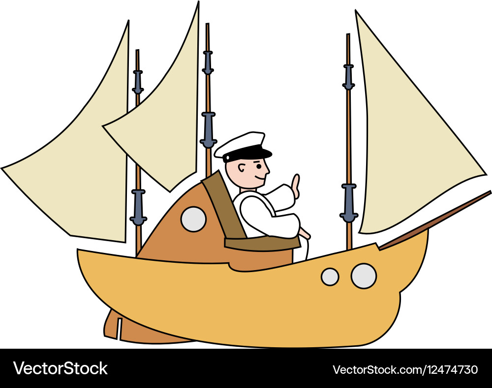 Captain and the ship Royalty Free Vector Image