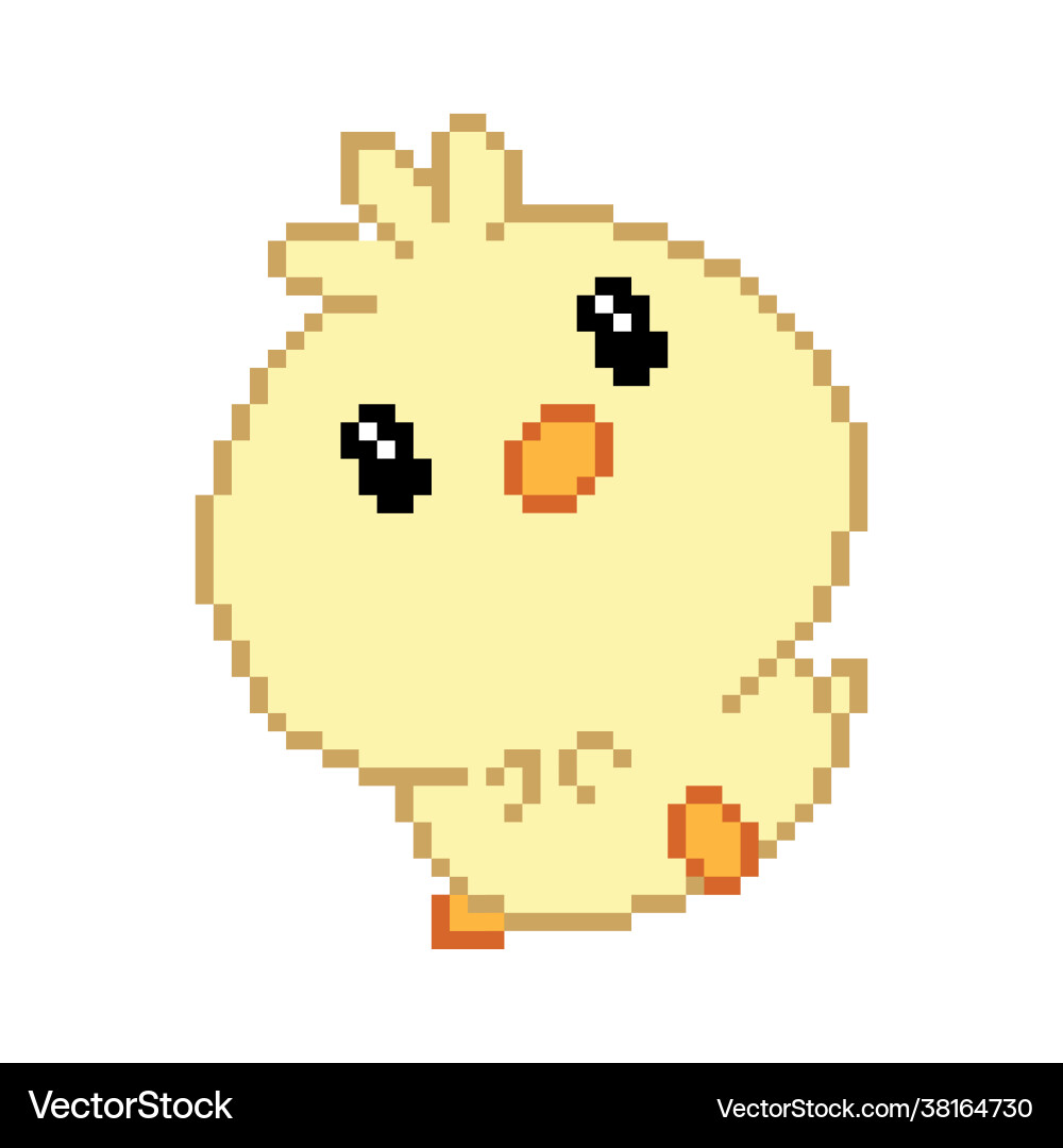 Chick pixel image for game assets Royalty Free Vector Image
