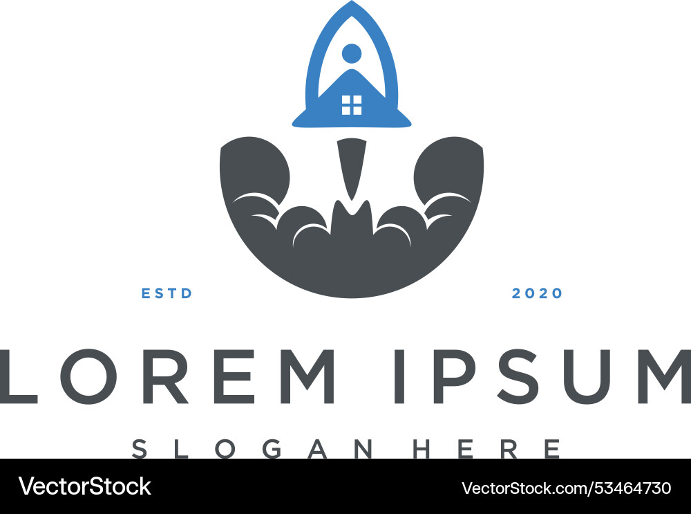 Creative rocket home logo design Royalty Free Vector Image