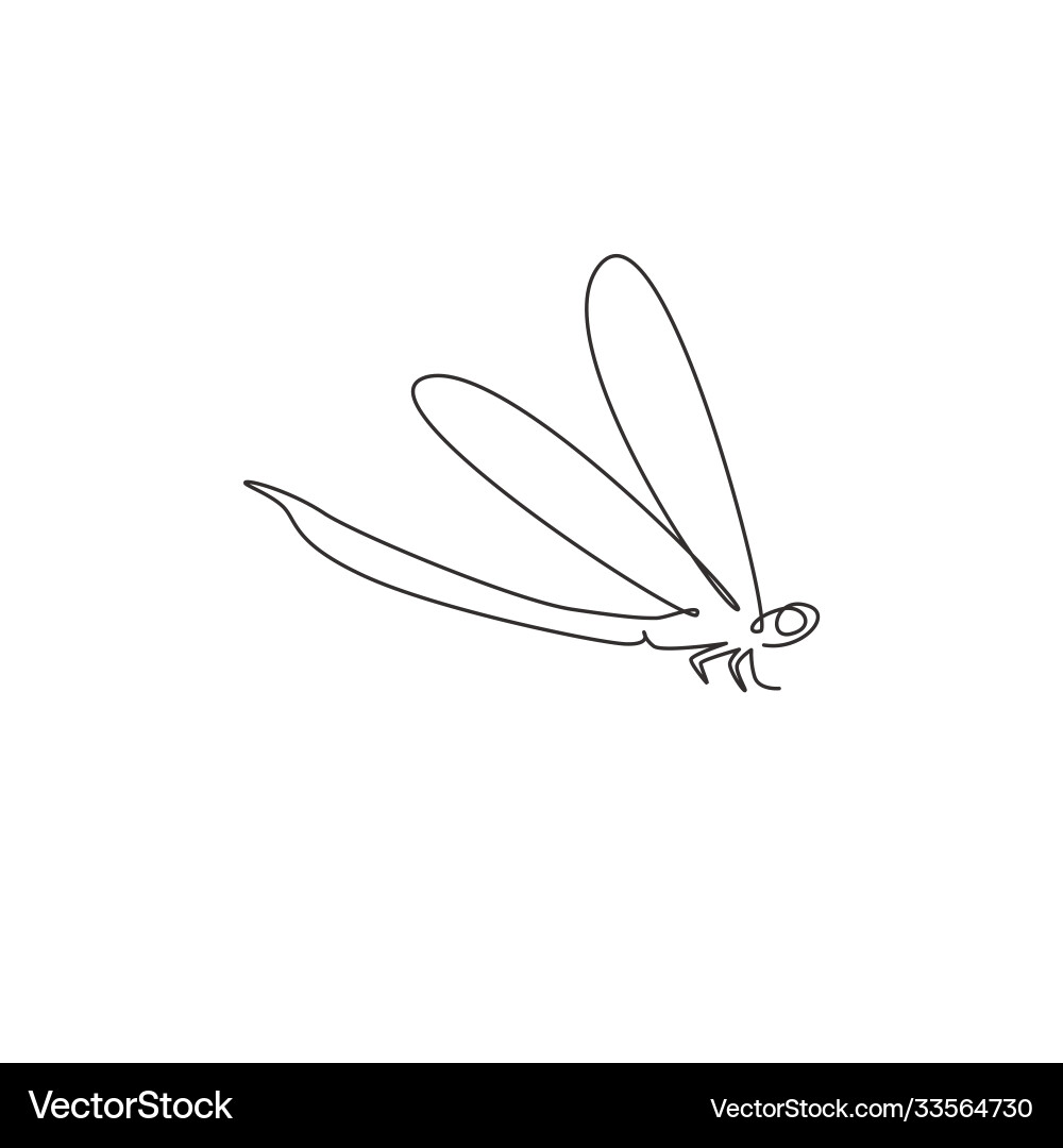 Cute Single Line Dragonfly Royalty Free Vector Image