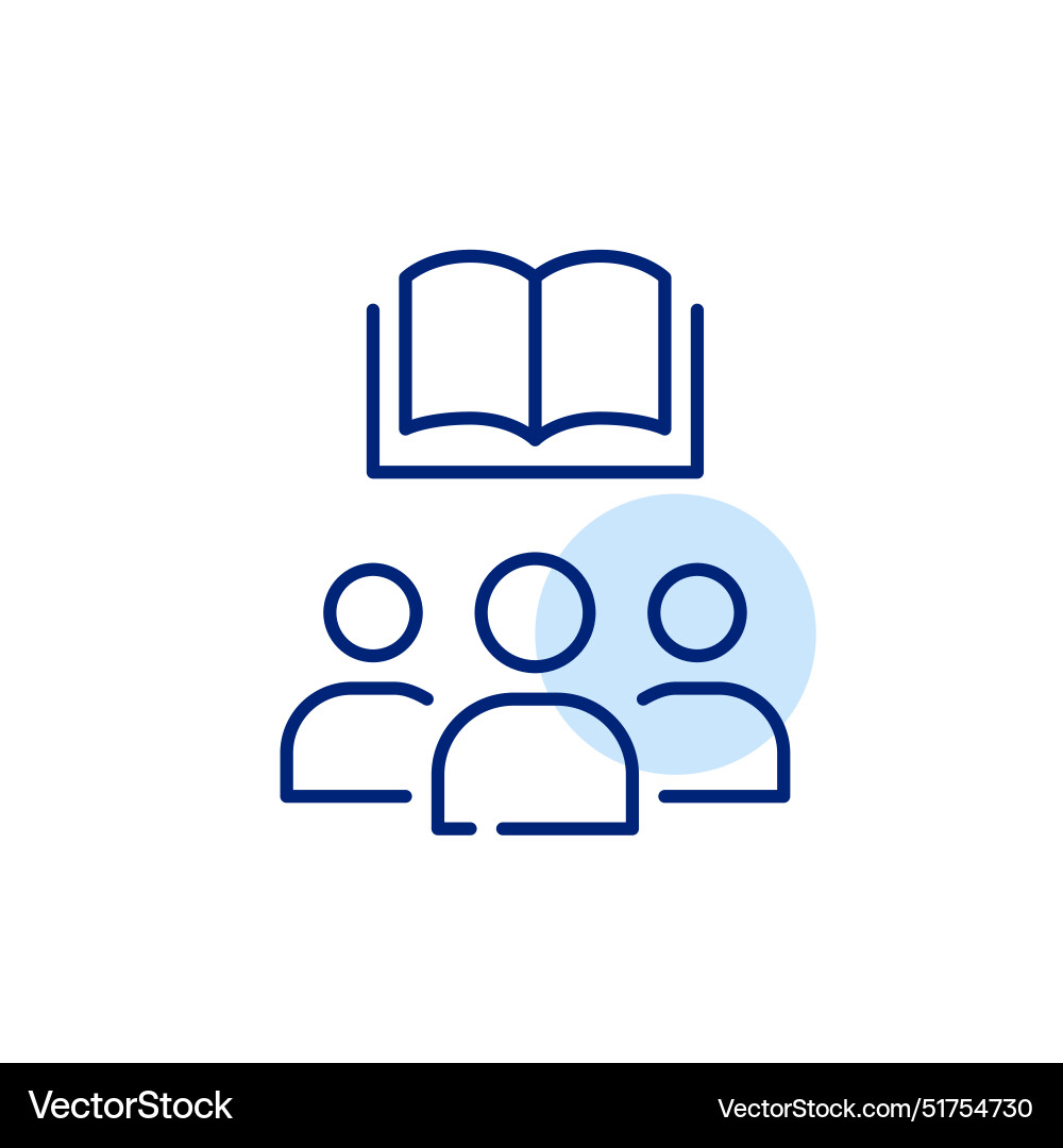 Group of people and open book collective learning Vector Image