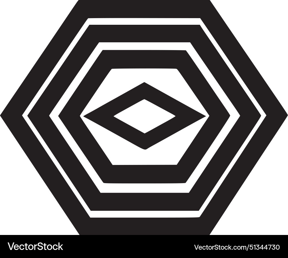 Hexagon - black and white Royalty Free Vector Image