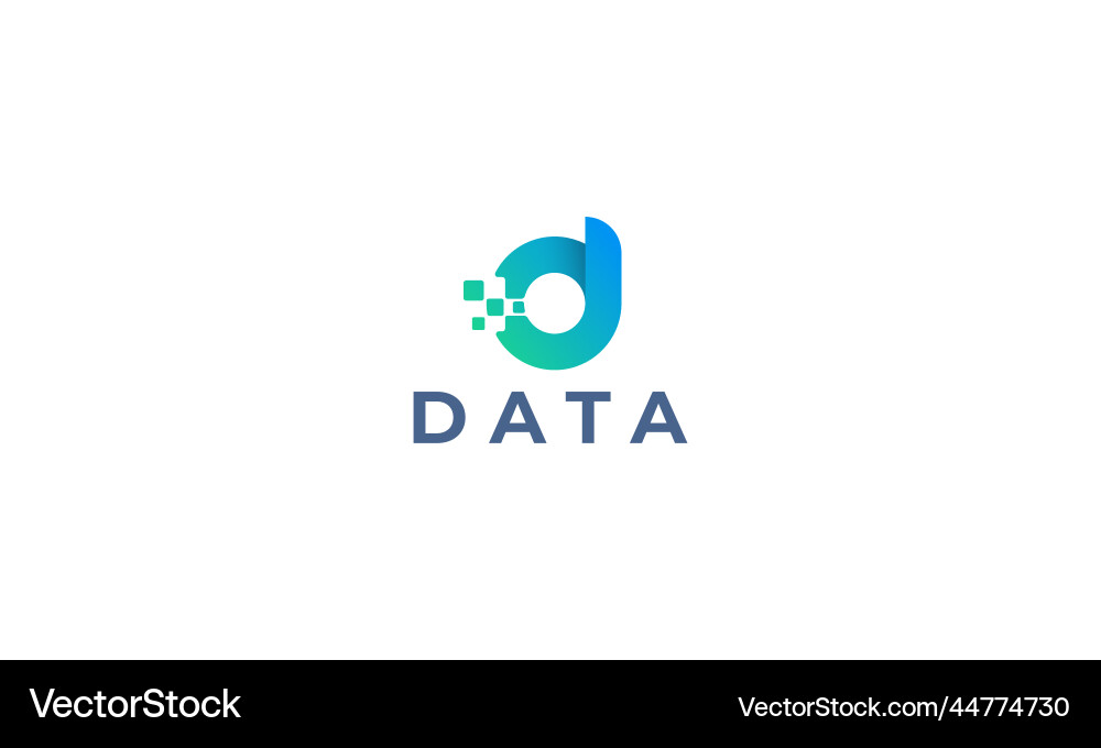 Letter d creative technological data pixel logo Vector Image