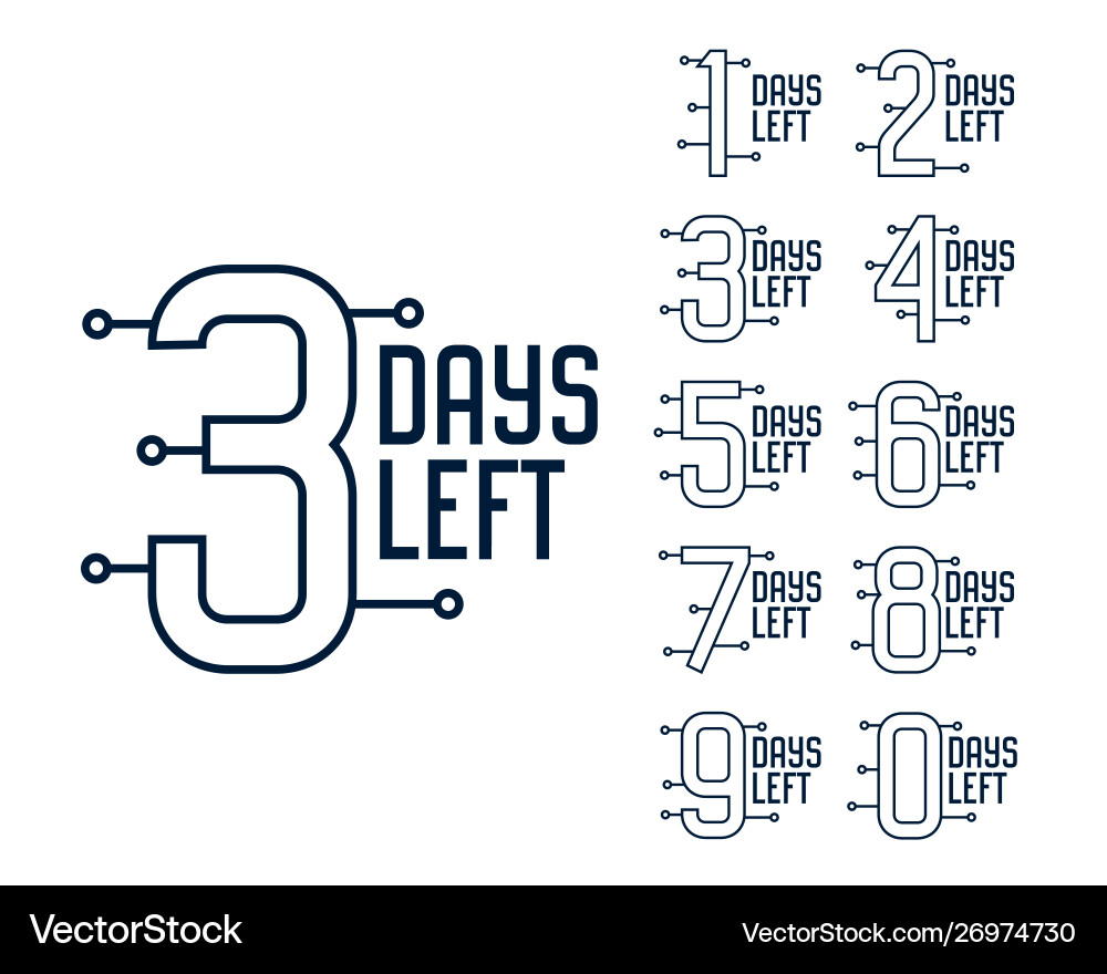 Number Days Left Countdown Banner Royalty Free Vector Image