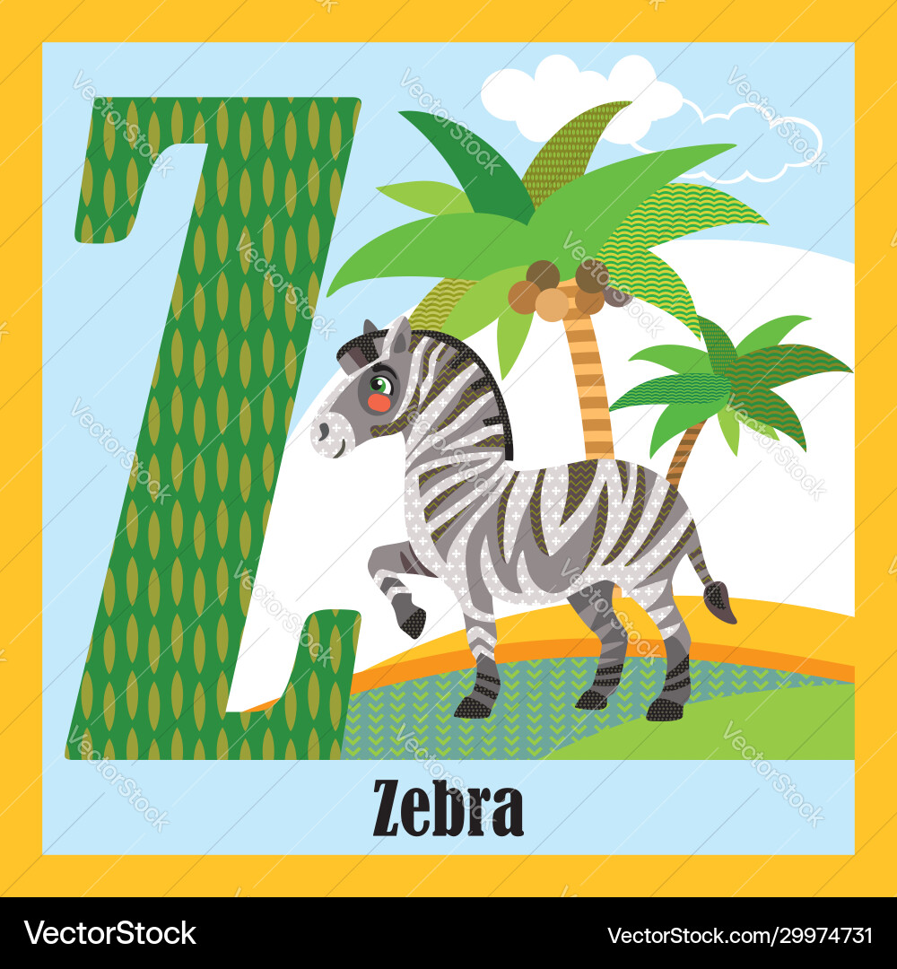 Animal alphabet z Royalty Free Vector Image - VectorStock
