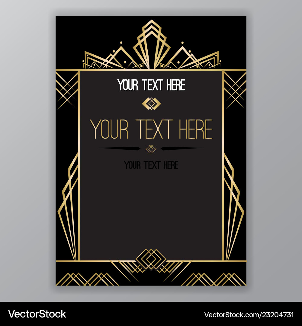Art deco golden black page template Royalty Free Vector