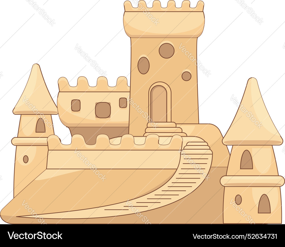 Big sandcastle standing on beach sunny summer Vector Image