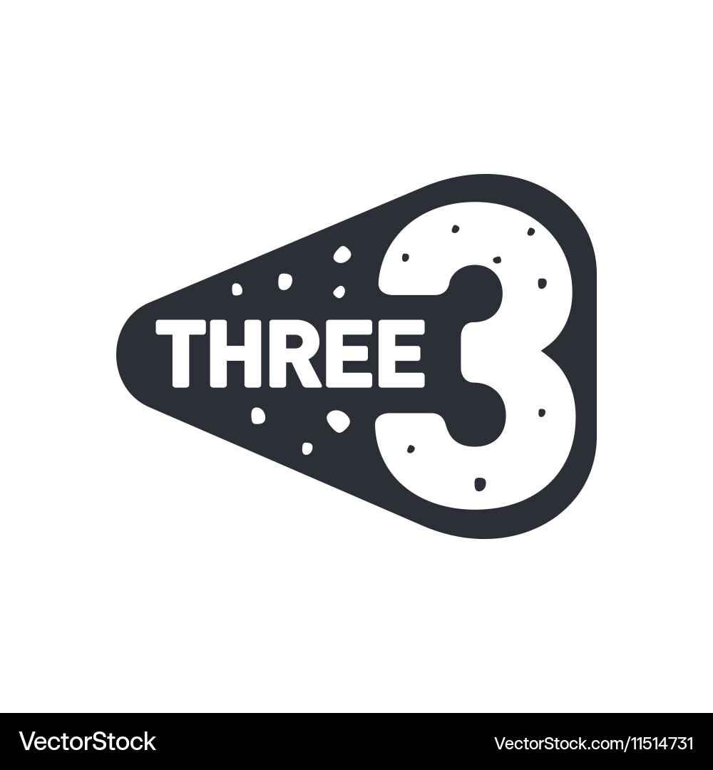 Black and white number three logo template Vector Image