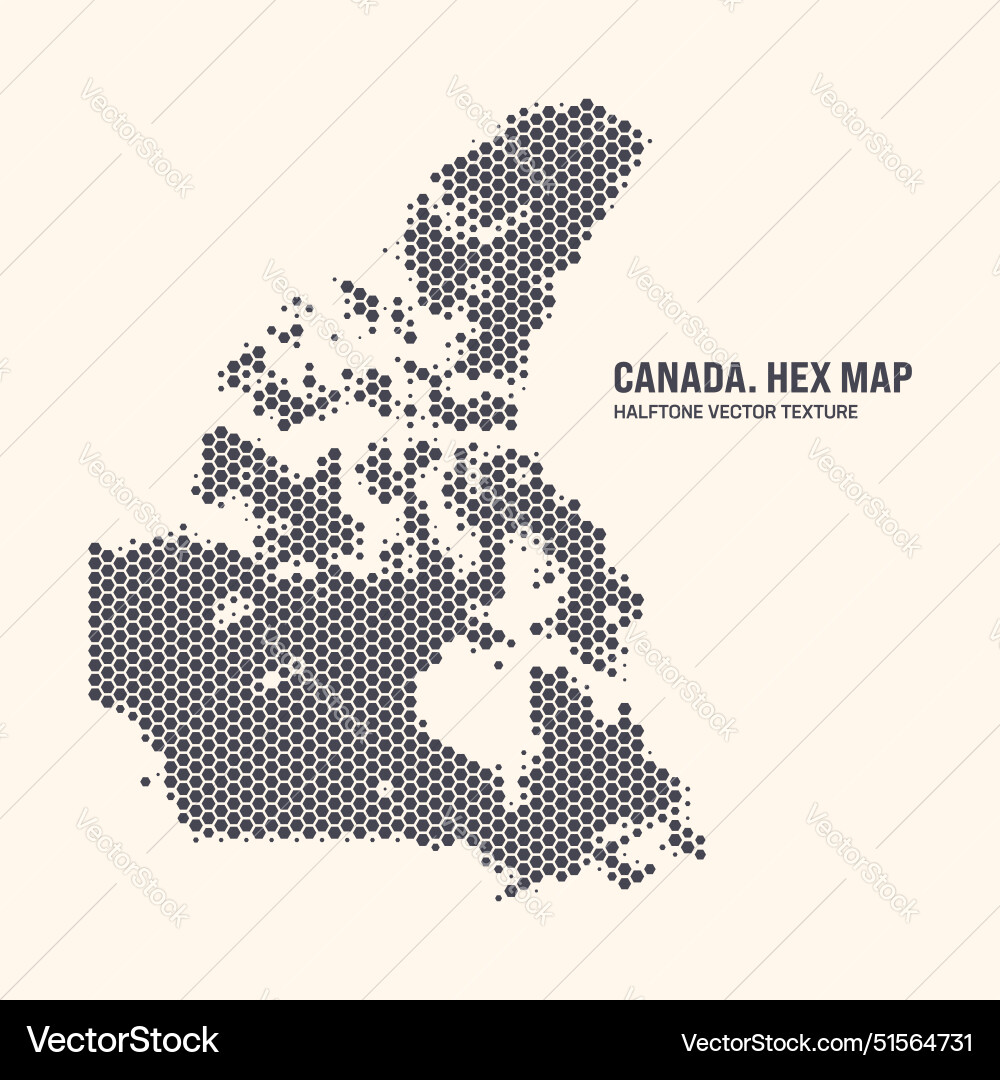 Canada map hexagonal half tone pattern isolated Vector Image