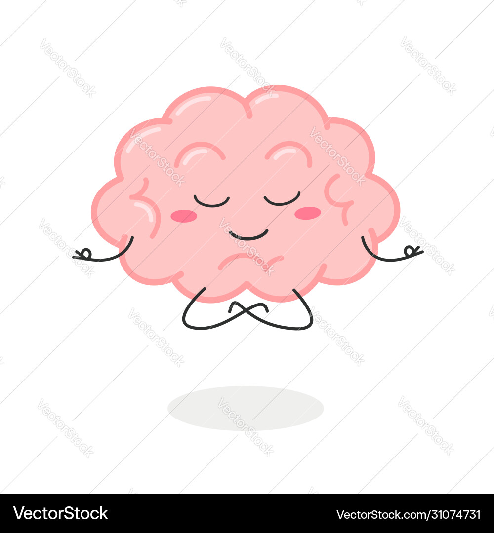 Cartoon Brain Meditation Royalty Free Vector Image