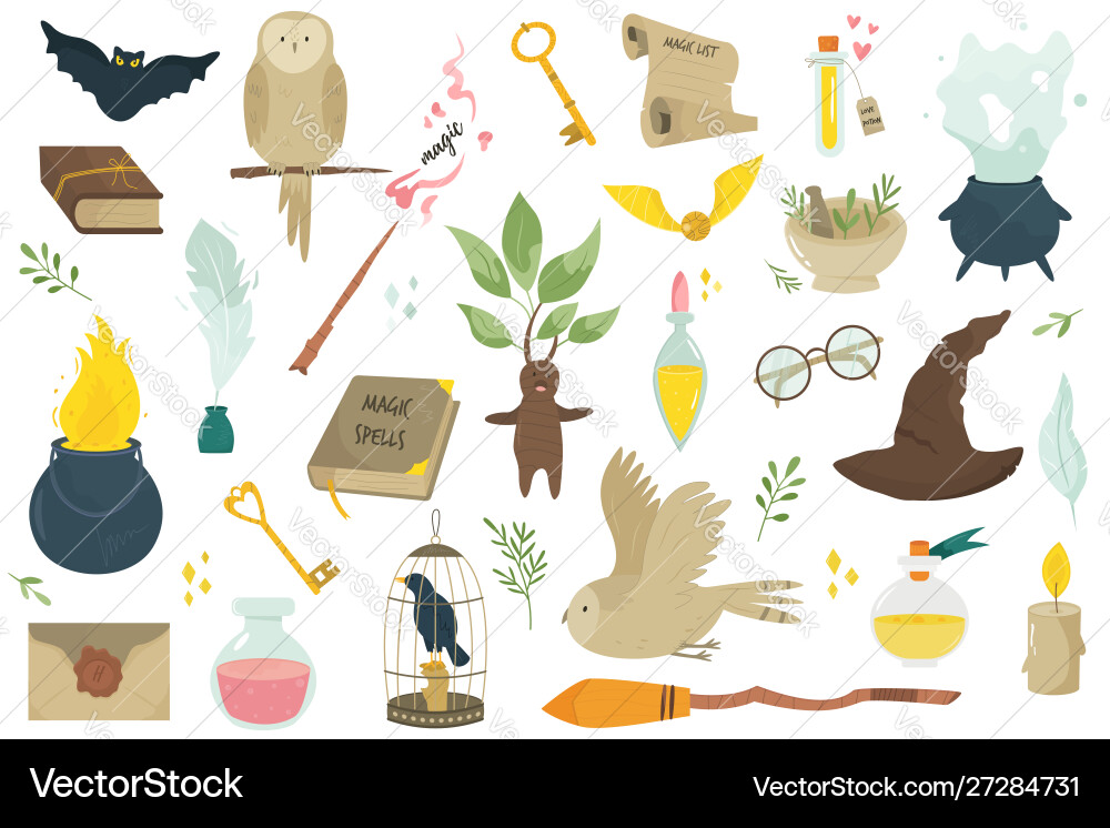 Magical Icons & Items Collection Royalty Free Vector