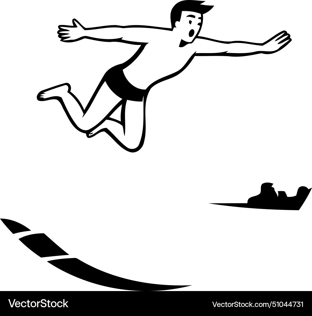 Man diving into the sea in a flat style Royalty Free Vector