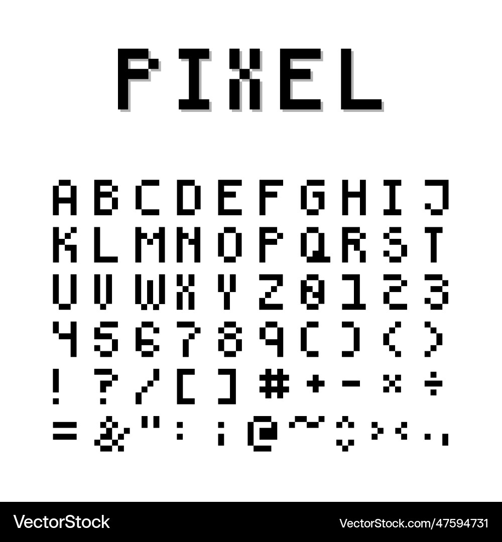 Pixel art 8-bit style font capital letters Vector Image