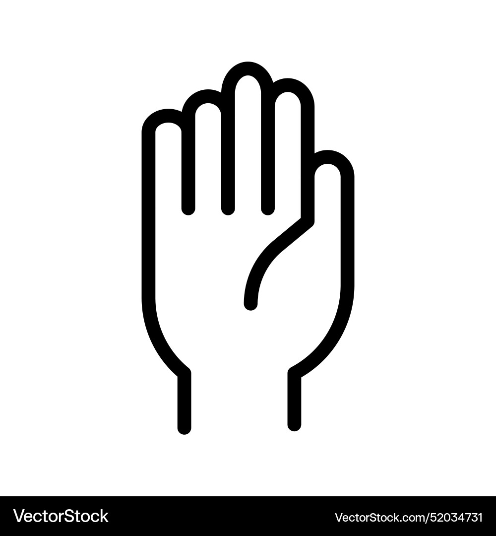 Raised hand linear logo mark in black and white Vector Image