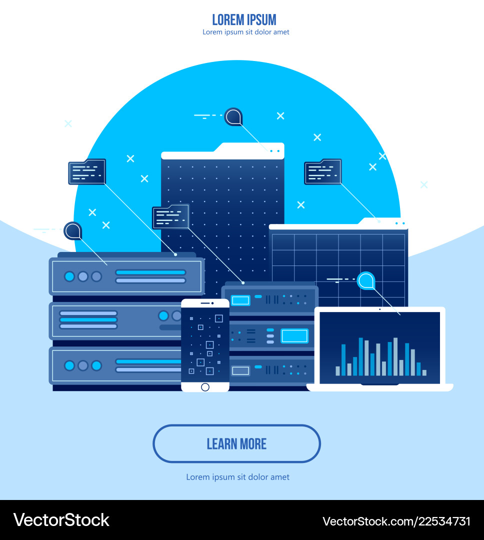 Server data center flat internet Royalty Free Vector Image