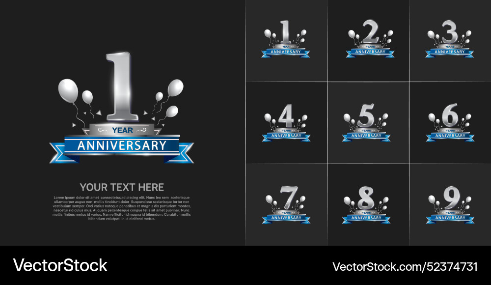 Set of anniversary silver color Royalty Free Vector Image
