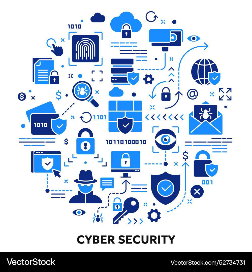 Solid of cyber security Royalty Free Vector Image