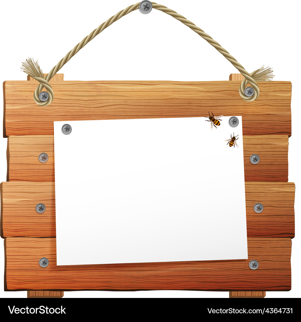 Wooden sign with rope Royalty Free Vector Image