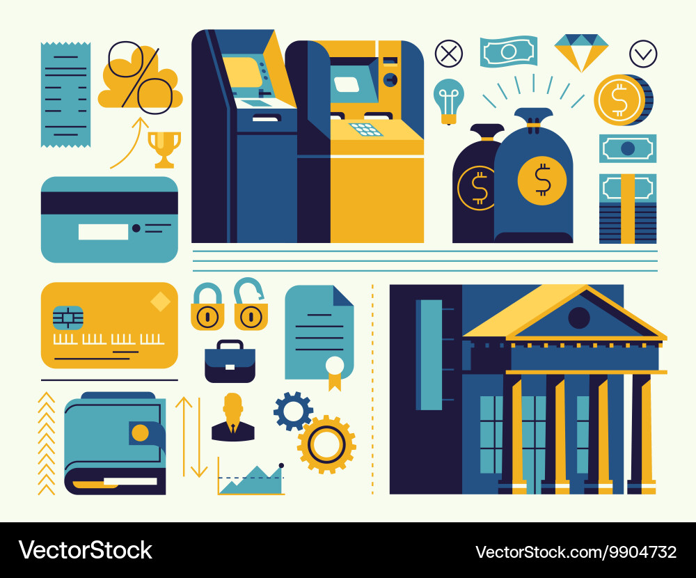 Banking Icon Set Lizenzfreies Vektorbild - VectorStock