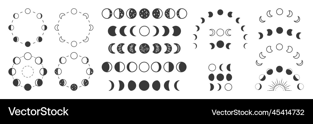 Boho Moon Phases - Lunar Art Royalty Free Vector Image