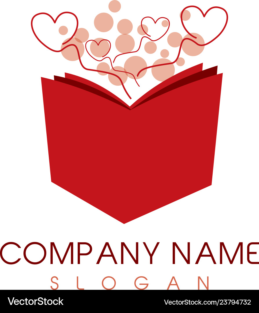 Book heart logo Royalty Free Vector Image - VectorStock