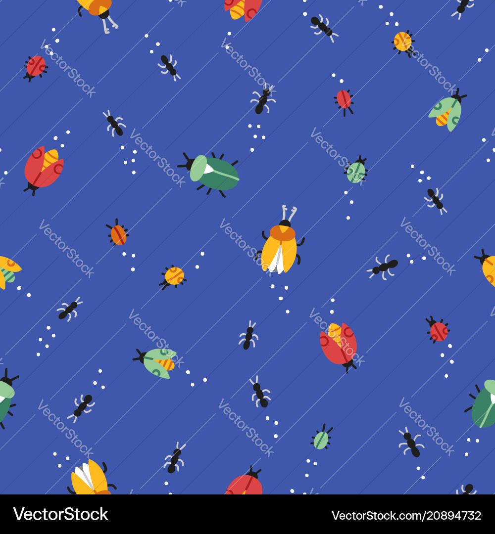 Colorful Beetle and Bug Pattern Royalty Free Vector Image