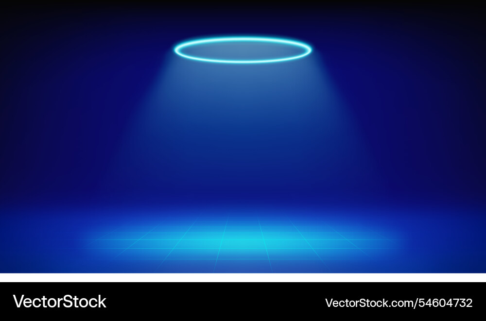 Futuristic blue stage illuminated neon spotlight Vector Image