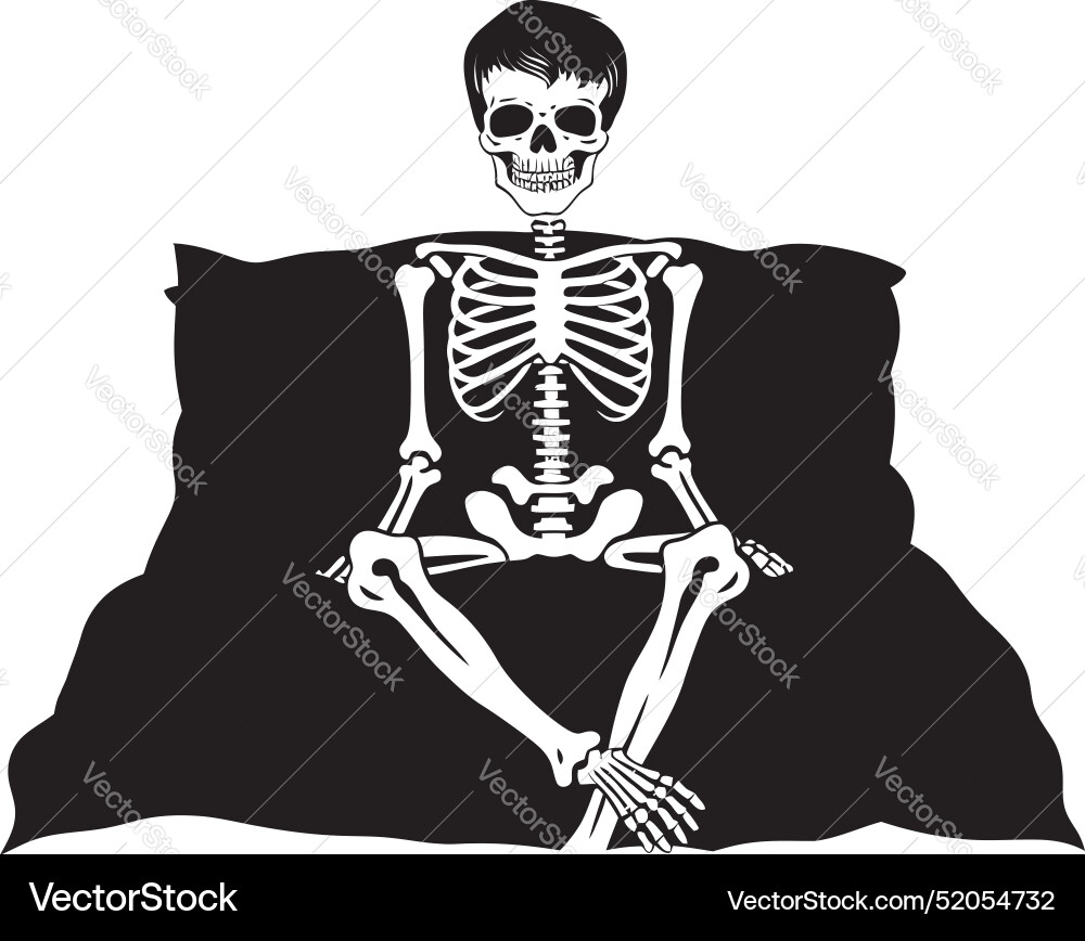 Haunting sleep skeleton resting on bed icon Vector Image