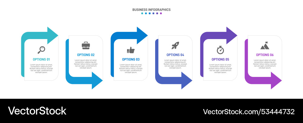 Horizontal progress bar featuring 6 arrow-shaped Vector Image