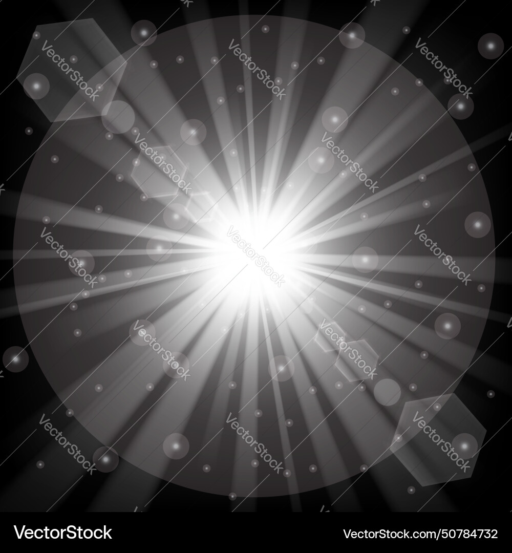 Light shine with lens flare from darkness Vector Image