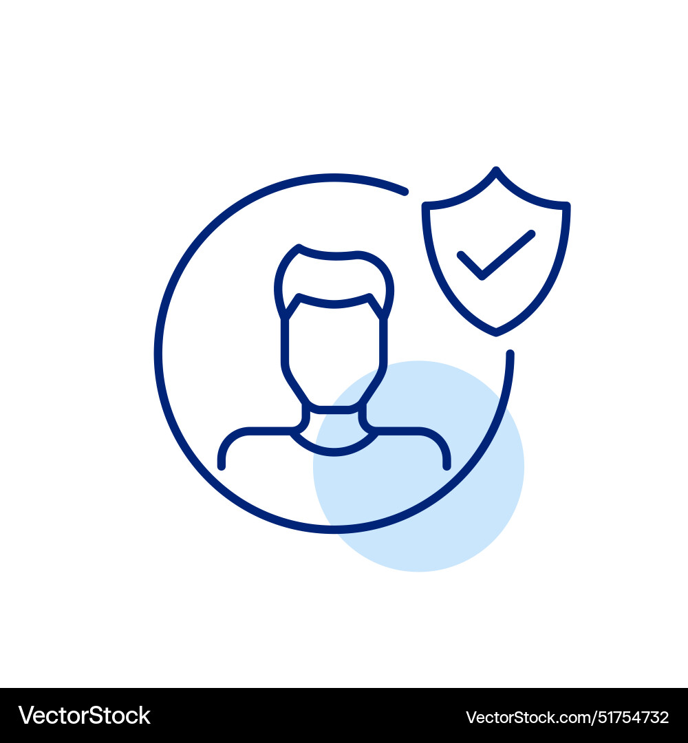 Male user profile shield and checkmark verified Vector Image