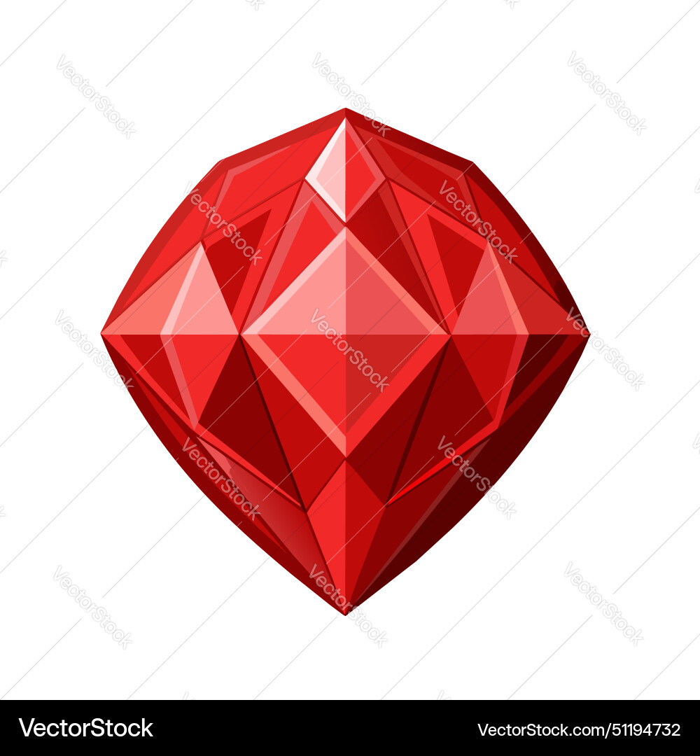 Red ruby diamond gem stone Royalty Free Vector Image