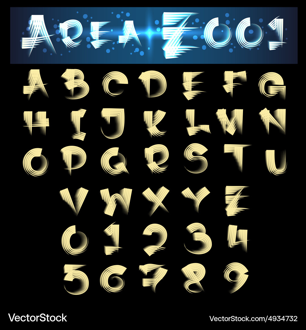 Scroll brush alphabet Royalty Free Vector Image