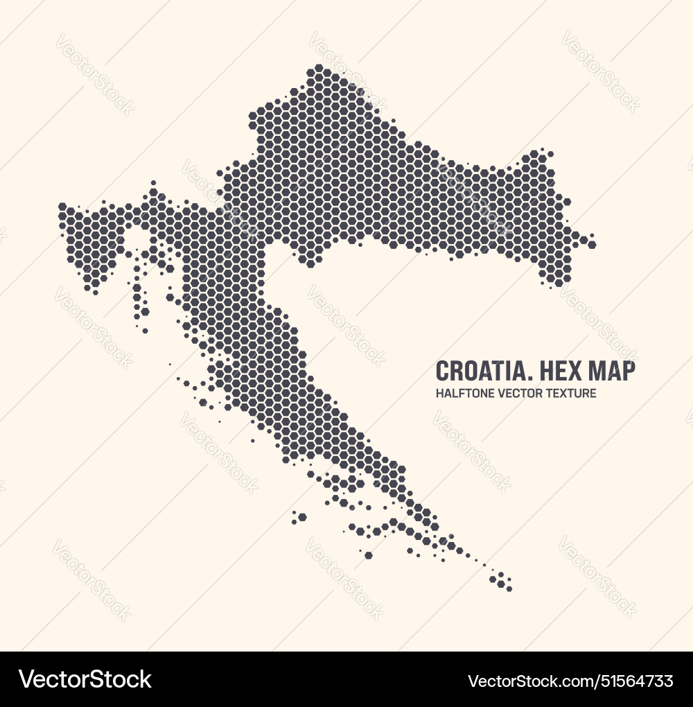 Croatia map hexagonal half tone pattern isolated Vector Image
