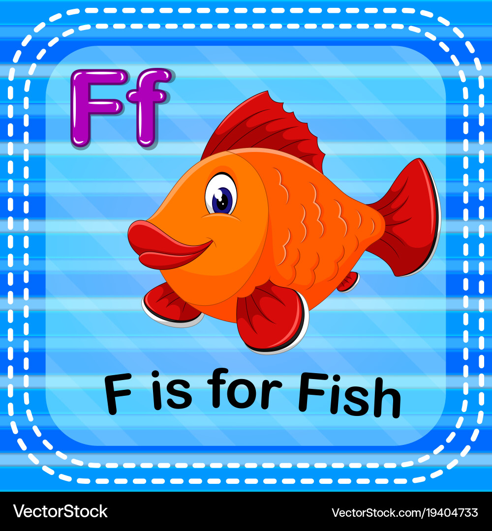 Flashcard letter f is for fish Royalty Free Vector Image