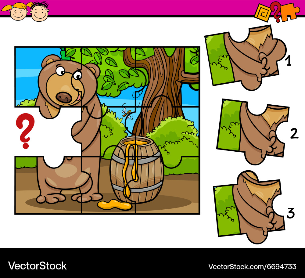 Puzzle preschool cartoon task Royalty Free Vector Image