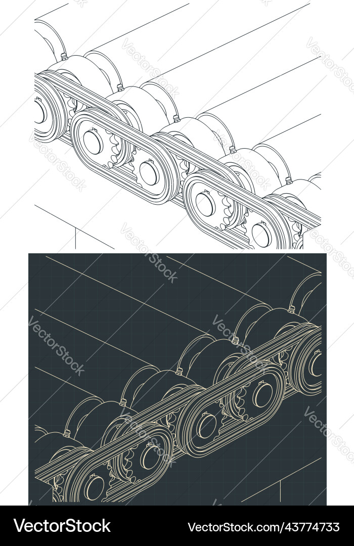 Roller conveyor mechanism close up Royalty Free Vector Image