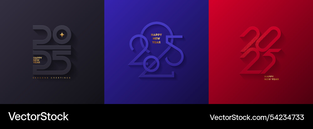 Set ot 2025 new year greeting card Royalty Free Vector Image