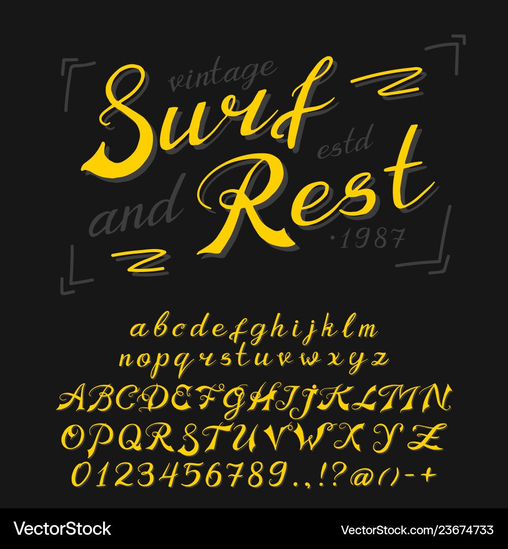 Vintage font handwritten alphabet sign painter Vector Image