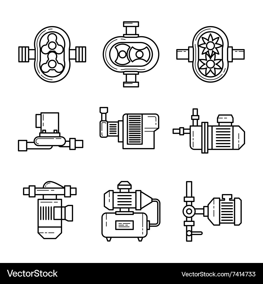Water Pump Line Icons Royalty Free Vector Image