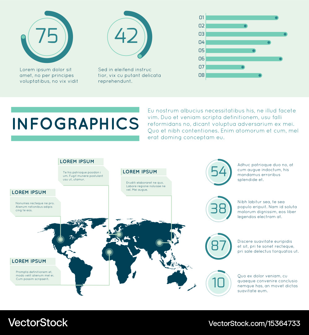 World map infographic concept with line charts Vector Image