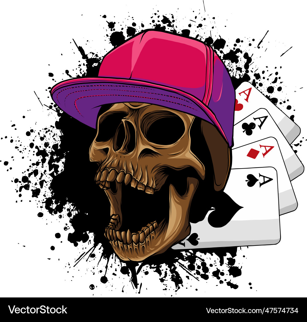 Colored draw of human skull Royalty Free Vector Image