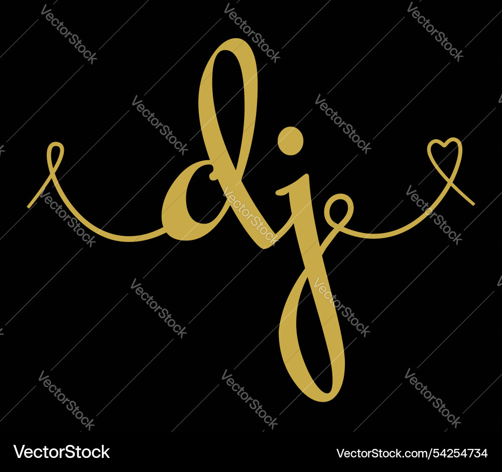 Dj initial wedding monogram calligraphy hand Vector Image