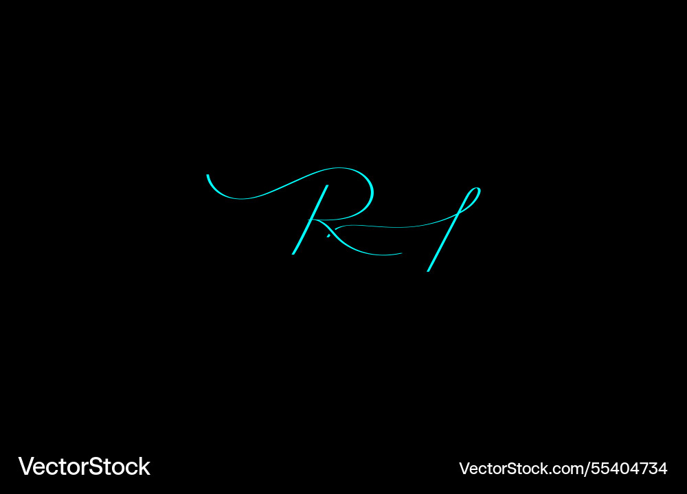 Elegant calligraphy of cursive ri logo Royalty Free Vector